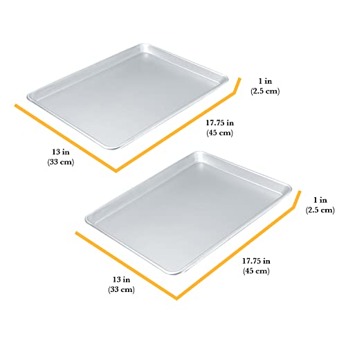 Chicago Metallic Commercial II Traditional Uncoated 16-3/4 by 12-Inch Jelly-Roll Pan, Perfect for making jelly rolls, cookies, pastries, pizza, one-pan meals, and more, Set of 2