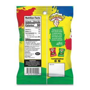 WARHEADS - Extreme Sour Hard Candy - Assorted Flavors - Sour Apple, Black Cherry, Blue Raspberry, Lemon & Watermelon Flavors - 2 oz. Bag