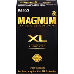 trojan magnum xl large size lubricated condoms - 12 count