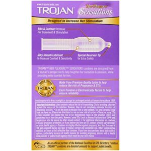 Trojan Her Pleasure Sensations Lubricated Condoms - 12 Count (Packaging May Vary)