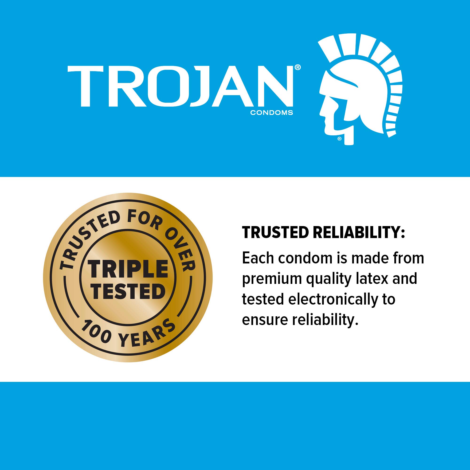 TROJAN Ultra Ribbed Premium Lubricated Condoms, 12 Count