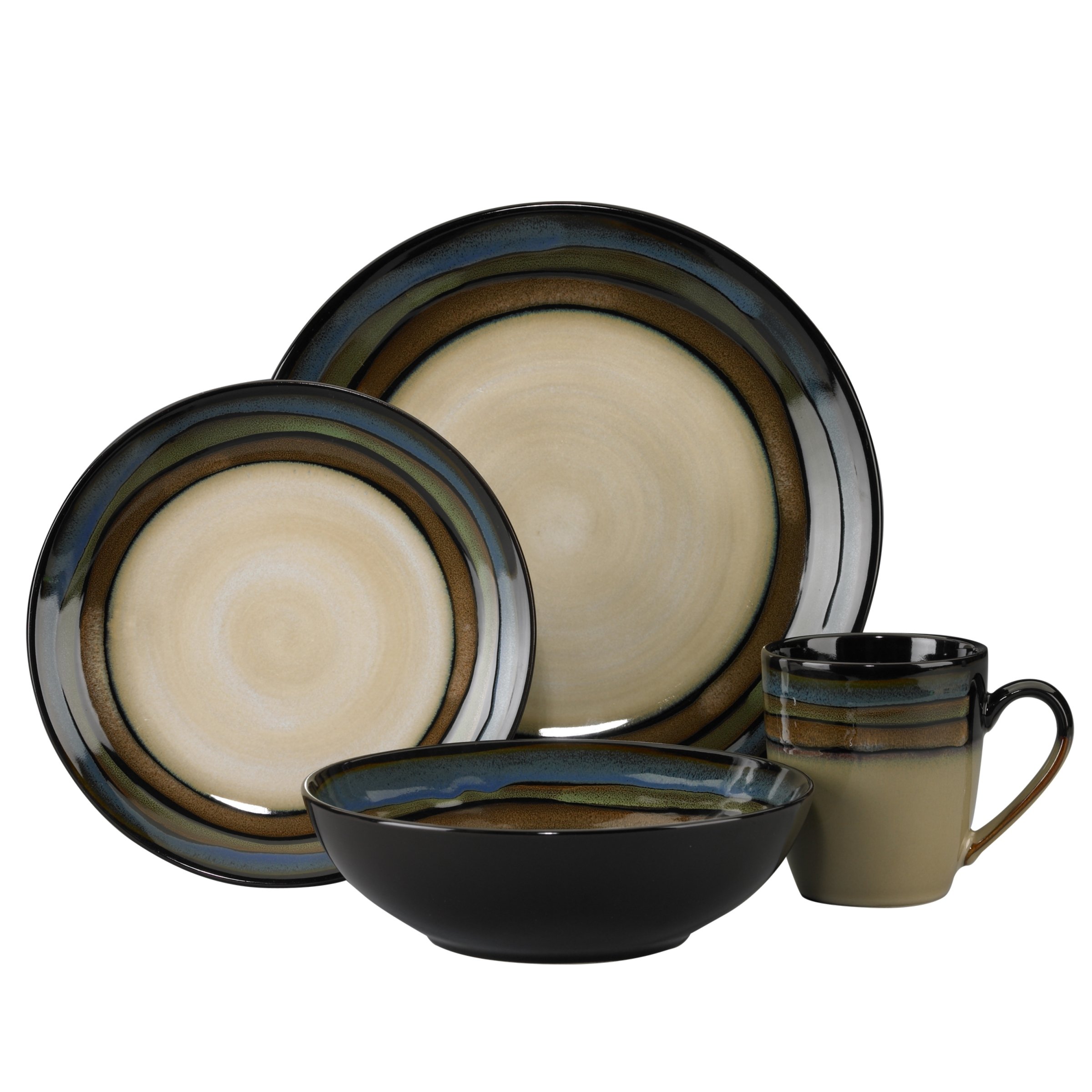 Pfaltzgraff Galaxy Blue 16-Piece Stoneware Dinnerware Set, Service for 4