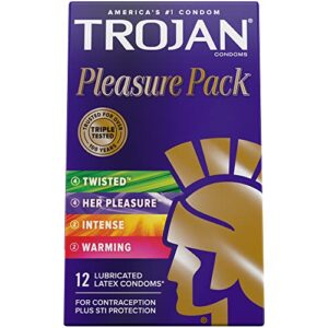 trojan pleasure variety pack lubricated condoms - 12 count