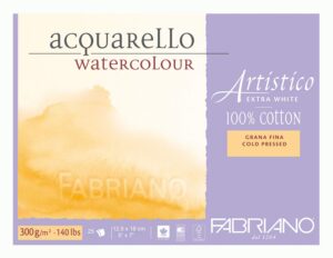 fabriano aew bl 4co 25f gf watercolour paper - 12.5 x 18 cm extra white