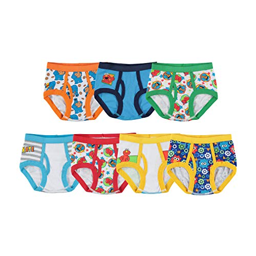 Sesame Street Boys 7-PK and 10-PK 100% Combed Cotton Underwear WithFavorites like Elmo, Cookie Monster and Big Bird in sizes 18M, 2/3T, 4T, Sesame 7pk, 2T/3T