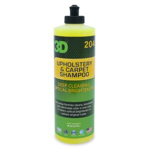 3d upholstery & carpet shampoo - high foam stain remover & odor eliminator shampoo 16oz.