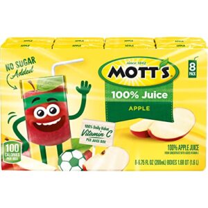 Mott's 100% Original Apple Juice, 6.75 Fl Oz Boxes, 32 Count (4 Packs Of 8), 2 Servings Of Fruit, 100% Fruit Juice, Gluten-free, Caffeine-free, Kosher, Contains No Artificial Colors Or Sweeteners