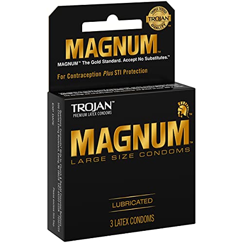 Trojan Magnum Condoms Large Lubricated Latex - 3 ct, Pack of 5