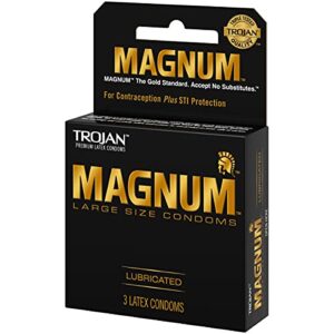 Trojan Magnum Condoms Large Lubricated Latex - 3 ct, Pack of 5