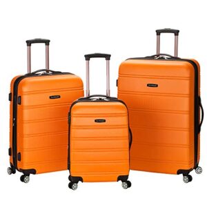 rockland melbourne hardside expandable spinner wheel luggage, orange, 3 piece (20"/24"/28")