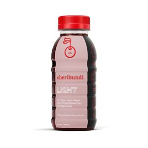 cheribundi light tart cherry juice - reduced calorie tart cherry juice - pro athlete workout recovery - fight inflammation and support muscle recovery - post workout recovery drinks for runners, cyclists and athletes - 8 fl oz, (pack of 12)