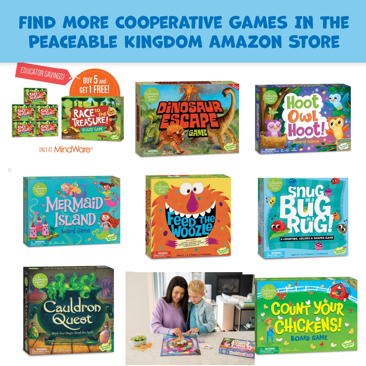 Peaceable Kingdom Hoot Owl Hoot Cooperative Color Matching Game for 2 to 4 Kids Ages 4+