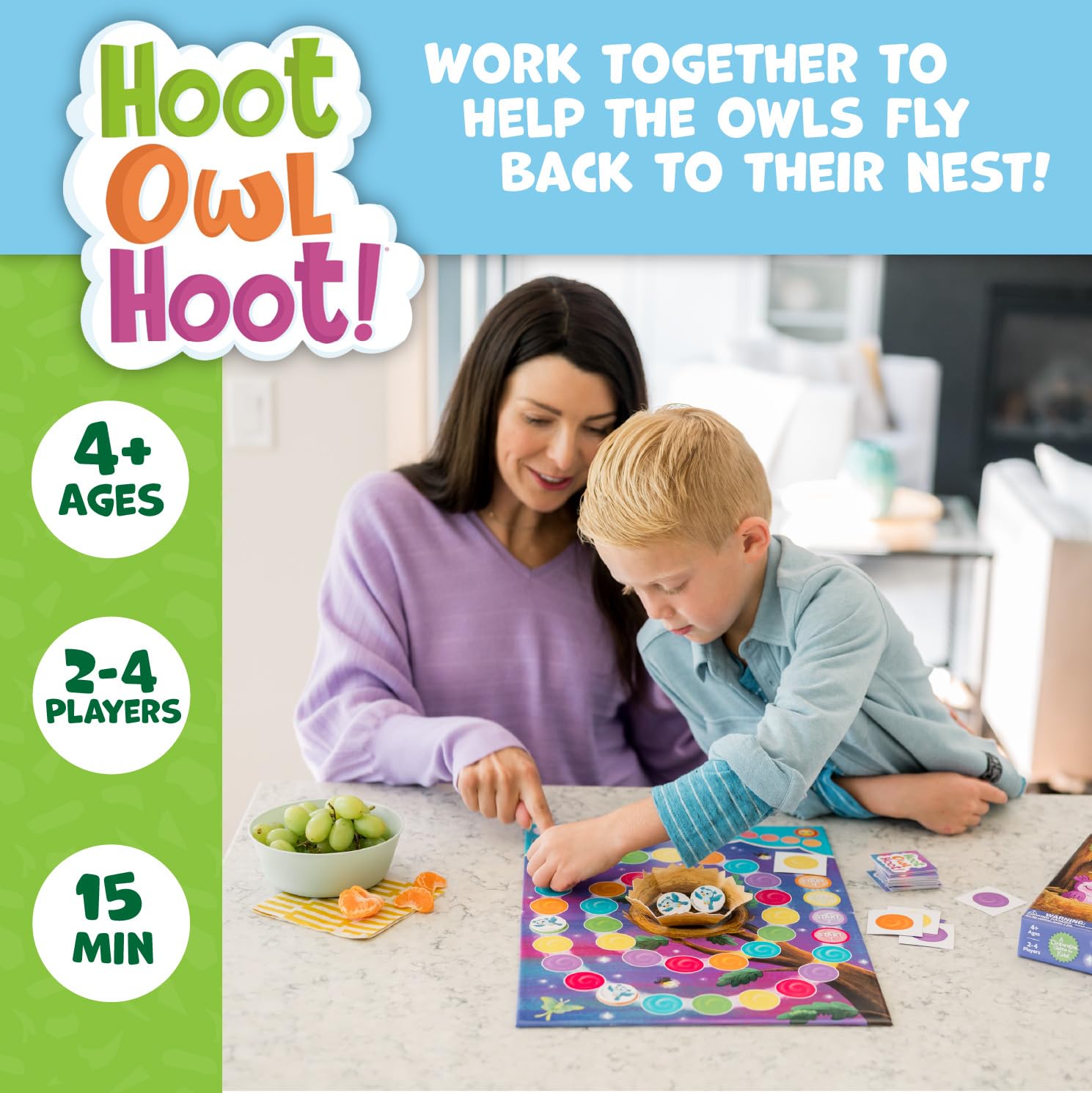 Peaceable Kingdom Hoot Owl Hoot Cooperative Color Matching Game for 2 to 4 Kids Ages 4+