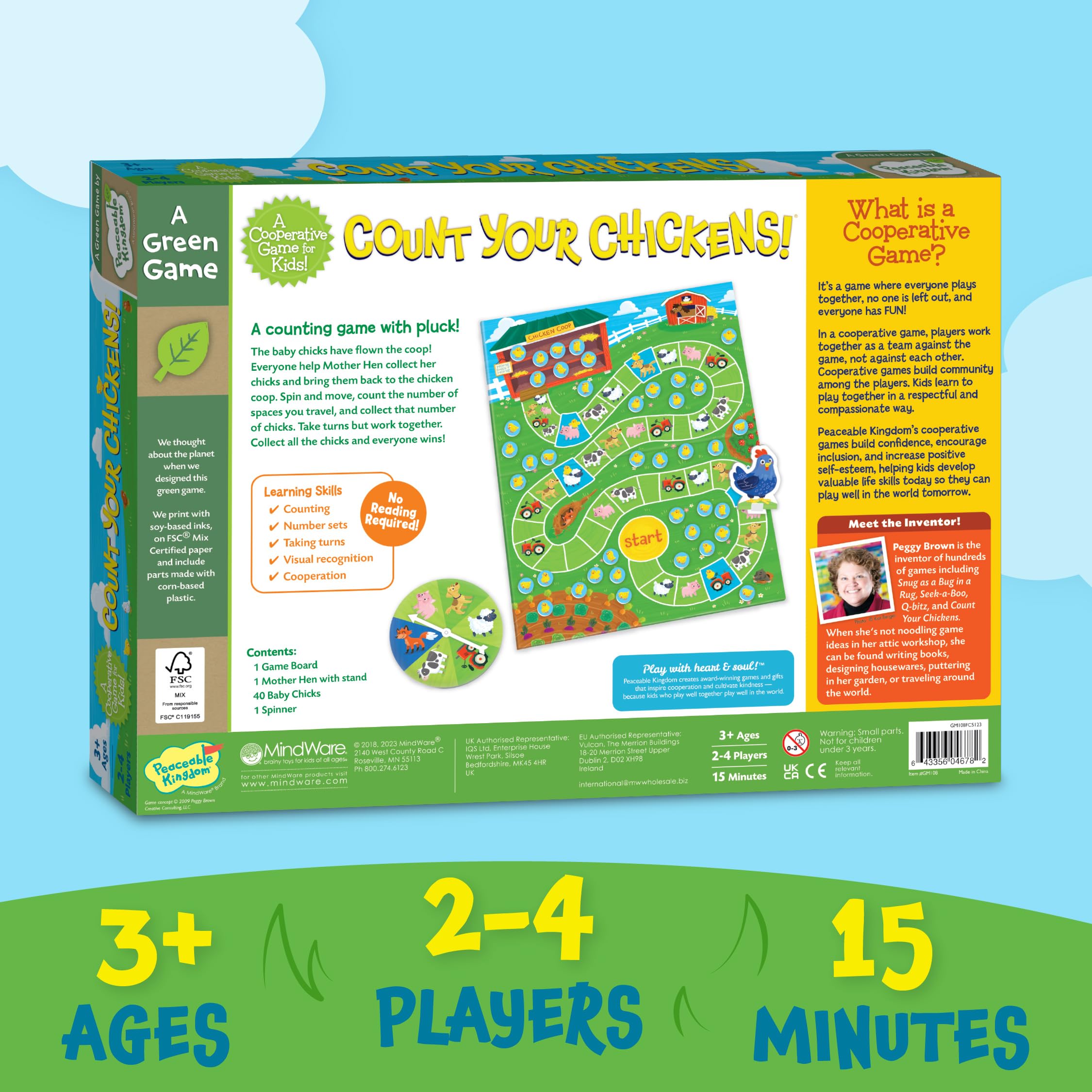 Peaceable Kingdom Count Your Chickens Award Winning Cooperative Counting Game for 2 to 4 Kids Ages 3+