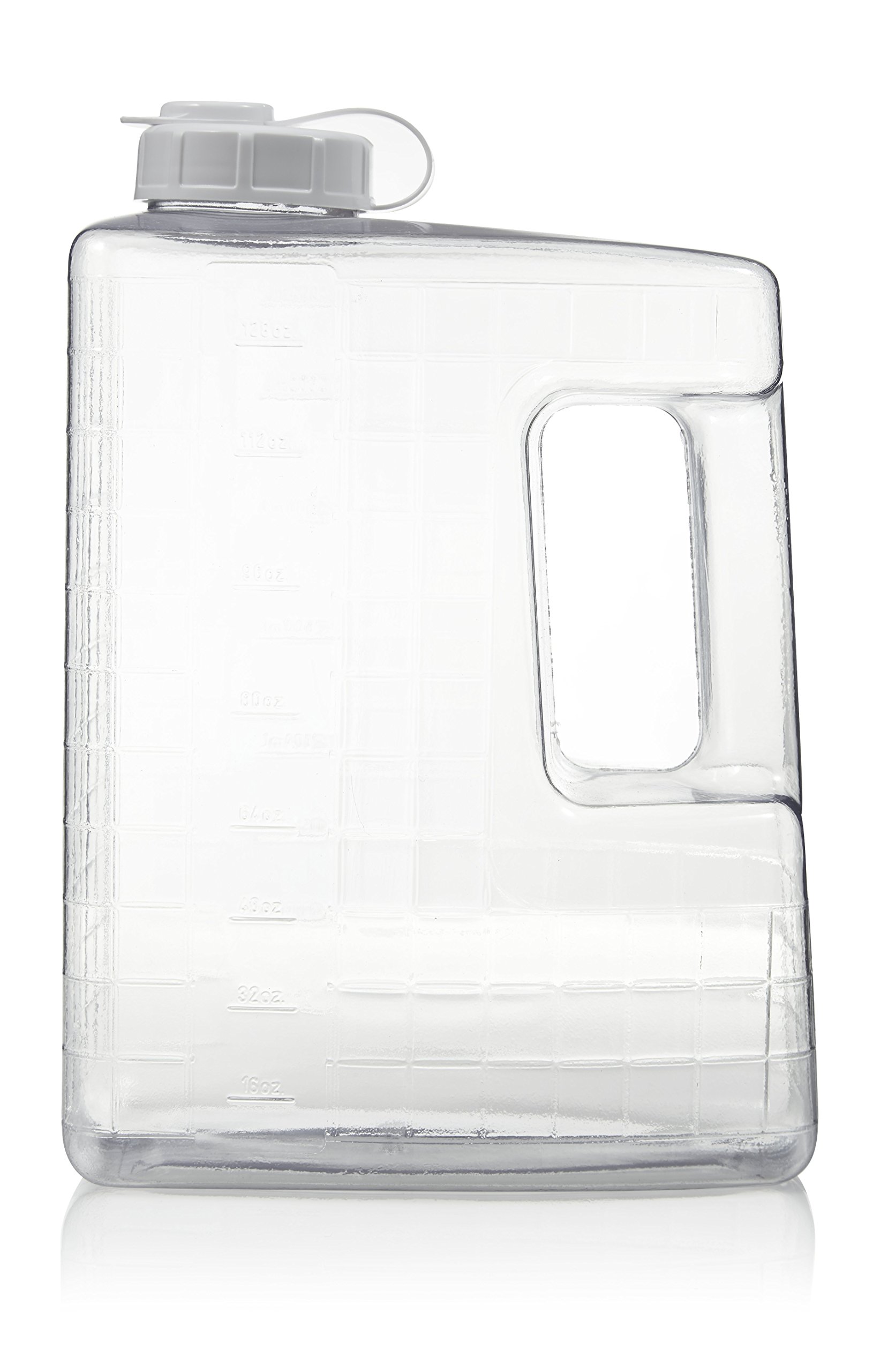 Arrow Home Products 1 Gallon Jug for Cold Drinks - Clear View Plastic Refrigerator Bottle w/ Cap, Easy-Pour Spout & Graduated Markings - Made in USA, BPA Free - Ideal for Water, Iced Tea, Juice, Milk