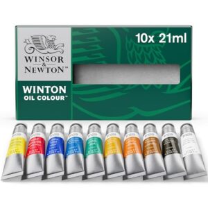 winsor & newton winton oil color paint, basic set, 10 x 21ml tubes