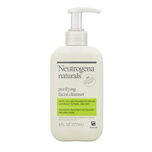 neutrogena naturals purifying daily facial cleanser with natural salicylic acid from willowbark bionutrients, hypoallergenic, non-comedogenic & sulfate-, paraben- & phthalate-free, 6 fl oz