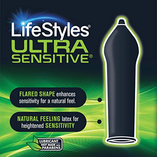 LifeStyles Ultra Sensitive Natural Feeling Lubricated Latex Condoms, 12 Count (Packaging May Vary)