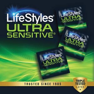 LifeStyles Ultra Sensitive Natural Feeling Lubricated Latex Condoms, 12 Count (Packaging May Vary)