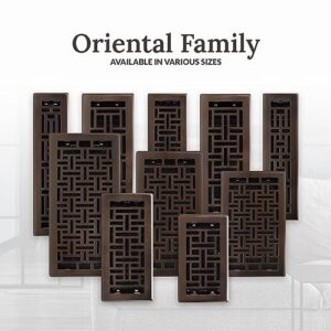 Decor Grates AJH412-RB Oriental Floor Register, 4x12 Inches, Rubbed Bronze Finish