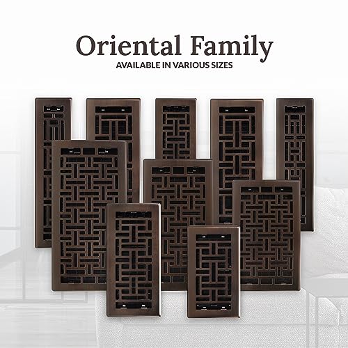 Decor Grates AJH412-RB Oriental Floor Register, 4x12 Inches, Rubbed Bronze Finish