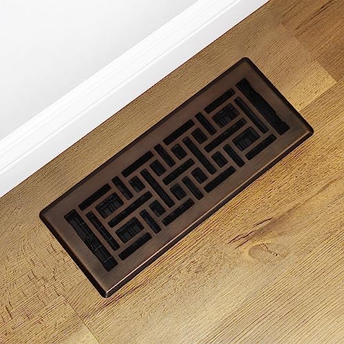 Decor Grates AJH412-RB Oriental Floor Register, 4x12 Inches, Rubbed Bronze Finish