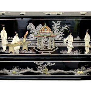 Oriental Furniture Black Lacquer Ladies Desk w/ Mother of Pearl