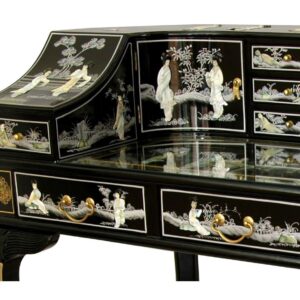 Oriental Furniture Black Lacquer Ladies Desk w/ Mother of Pearl