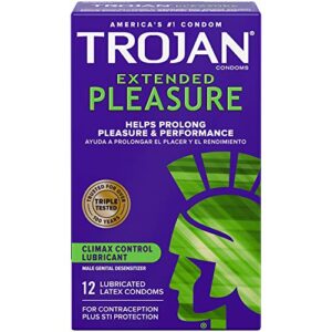 trojan extended pleasure climax control extended pleasure condoms, 12 count