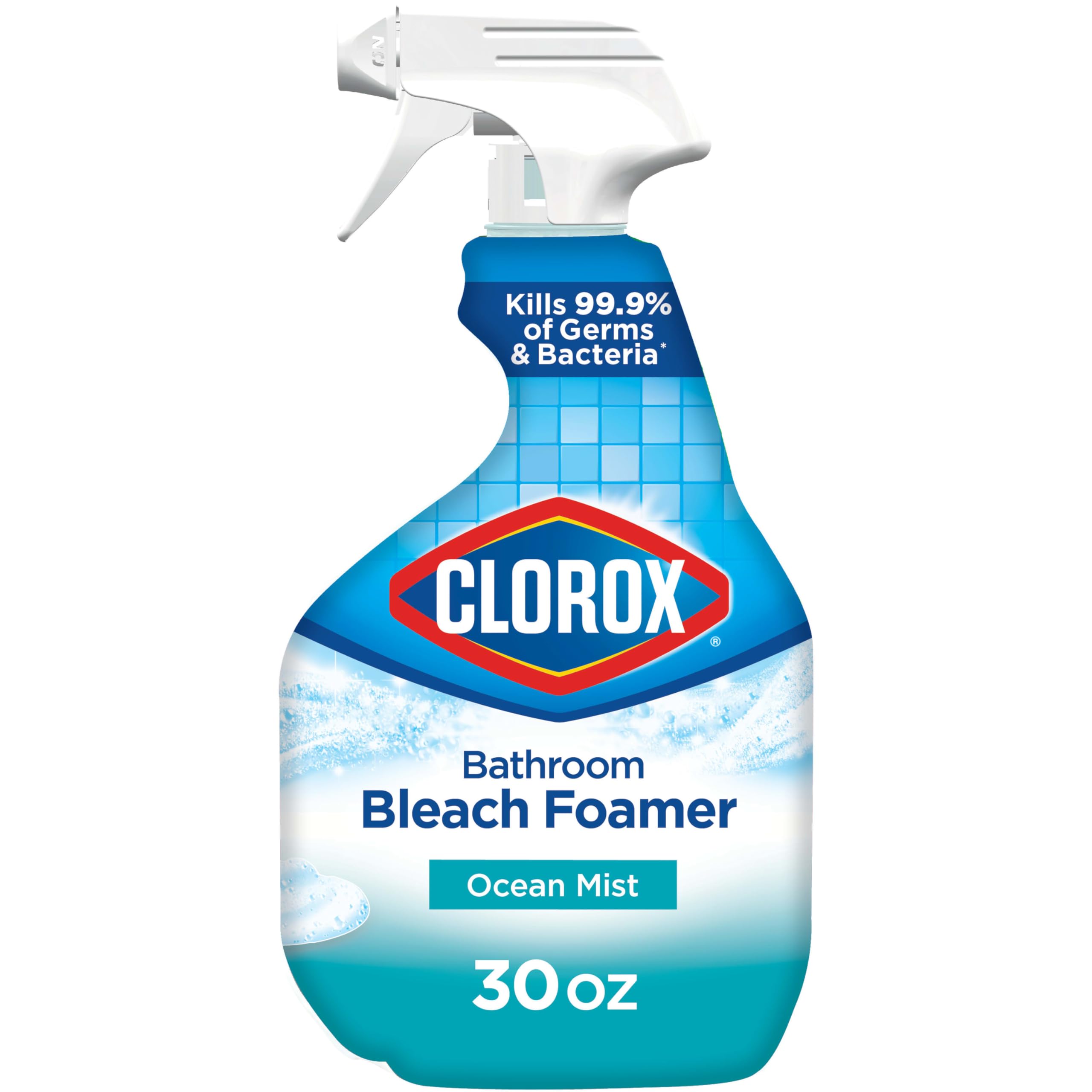 Clorox Disinfecting Bathroom Foamer with Bleach Original, Household Essentials, 30 Ounce Spray Bottle (Package May Vary)