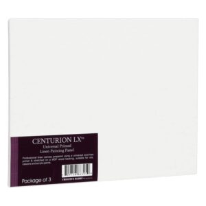 centurion all-media primed linen panels - 16x20 3 pack - 11oz universal primed canvas boards for painting, mounted on mdf wood, non-warping, ideal for artists, professionals, painters, students