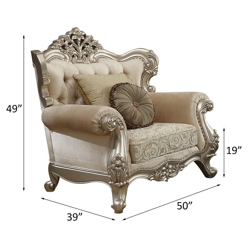 Acme Bently Upholstered Wingback Chair in Champagne and Beige Fabric