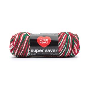 red heart super saver yarn, mistletoe print