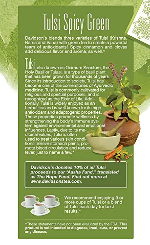 Davidson's Organics, Tulsi Spicy Green, 25-count Tea Bags, Pack of 6