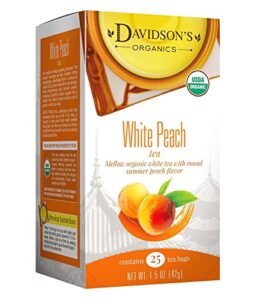 davidson's organics, white peach, 25-count tea bags, pack of 6