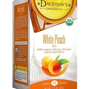 Davidson's Organics, White Peach, 25-count Tea Bags, Pack of 6