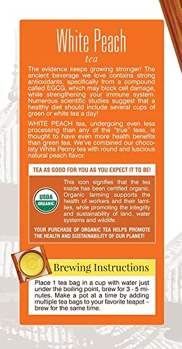 Davidson's Organics, White Peach, 25-count Tea Bags, Pack of 6