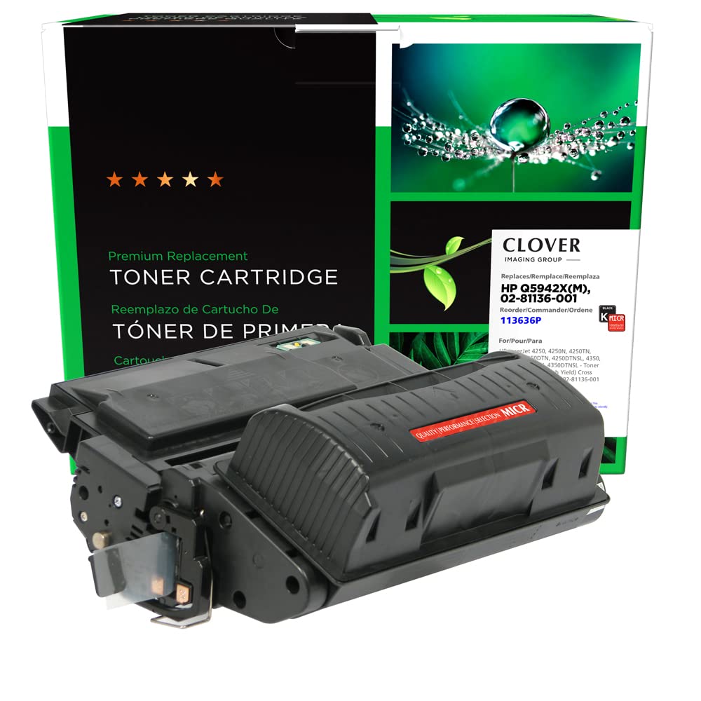 Clover Remanufactured MICR Toner Cartridge Replacement for HP Q5942X, Troy 02-81136-001 | Black | High Yield