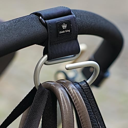 Think King Jumbo Swirly Hook for Strollers/Walkers, Brushed Aluminum/Black