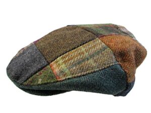 biddy murphy irish hats for men men's flat irish hat patchwork 100% wool made in ireland medium multicolor