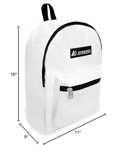 Everest Luggage Basic Backpack, White, Medium