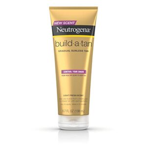 neutrogena build-a-tan gradual sunless tanning lotion, lightweight self-tanning body lotion for a healthy glow or deep tan, 6.7 fl. oz