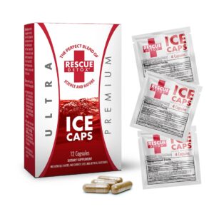 rescue detox ice caps - 12ct | concentrated cleansing capsules - works in 90 minutes up to 5 hours