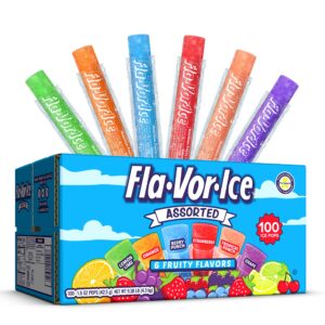 fla-vor-ice popsicle variety pack of 1.5 oz freezer bars, assorted flavors, 100 count