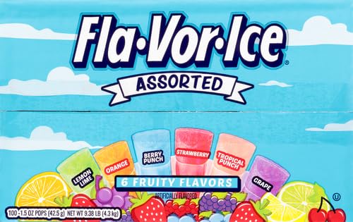 Fla-Vor-Ice Popsicle Variety Pack of 1.5 Oz Freezer Bars, Assorted Flavors, 100 Count