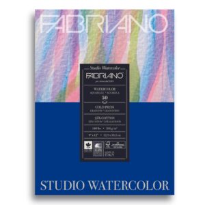 fabriano studio cold press watercolor pad, 9 x 12, white