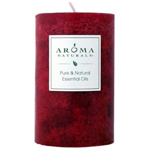 aroma naturals holiday orange, clove and cinnamon essential oil scented pillar candle, warm spice, 2.5 inch x 4 inch