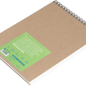 Stonehenge 100% Cotton Medium Weight Spiral Journal, White, 9 x 12 inches, 250gsm, 32 Sheets for Dry Media