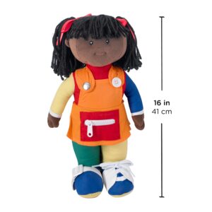 Children's Factory Learn to Dress Doll - African American Girl, Educational & Learning Toys for Toddlers, Homeschool/Preschool/Daycare Use