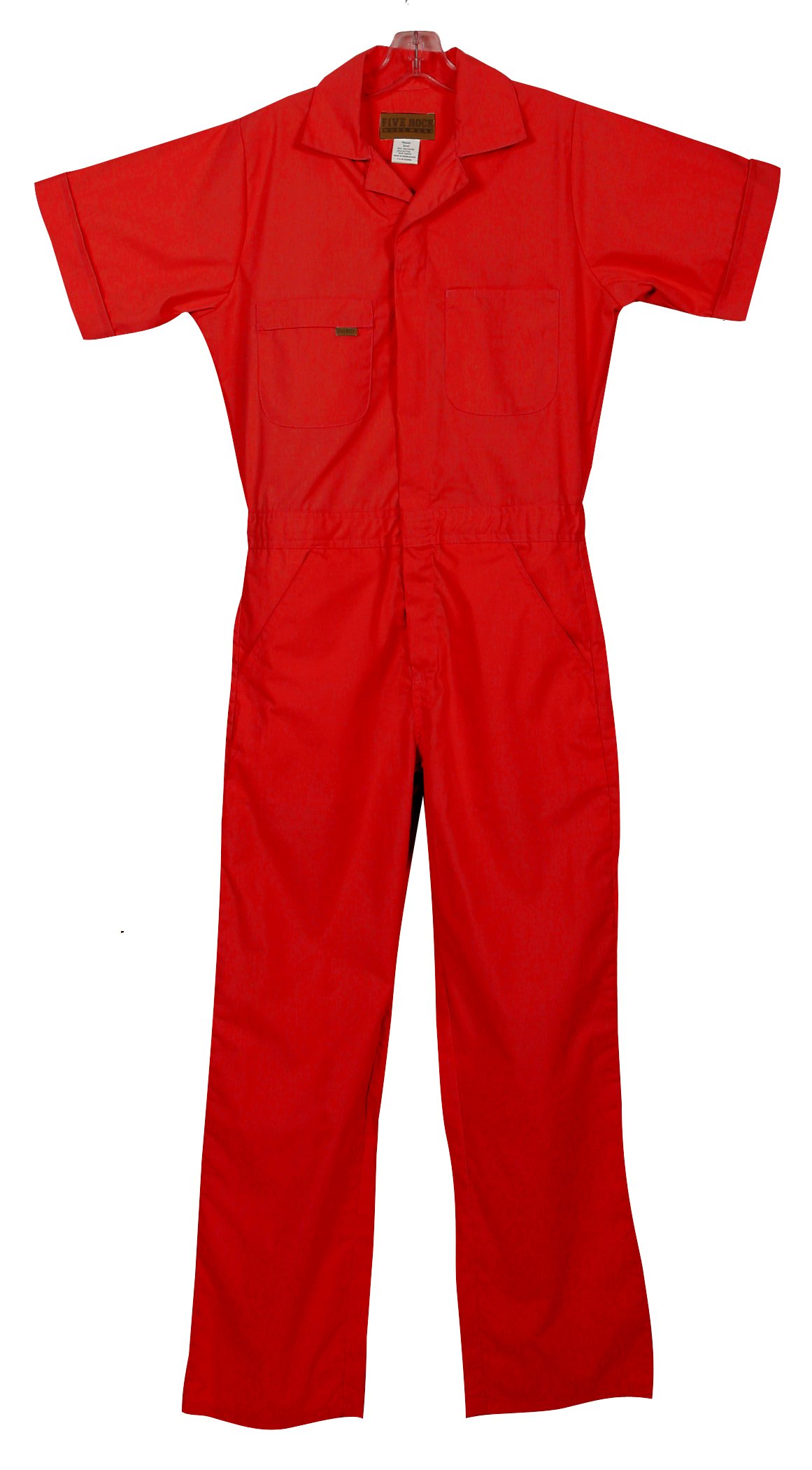 Five Rock Poplin Short Sleeve Unlined Coverall Relaxed Fit in Red 5XL